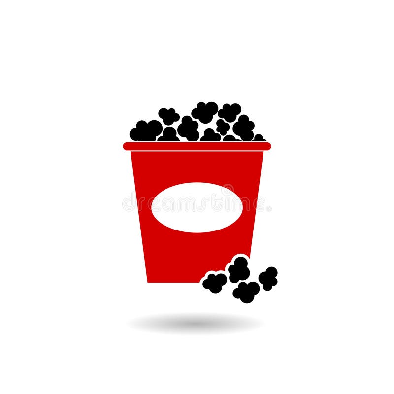 Simple Popcorn Icon with Shadow Stock Vector - Illustration of popcorn ...