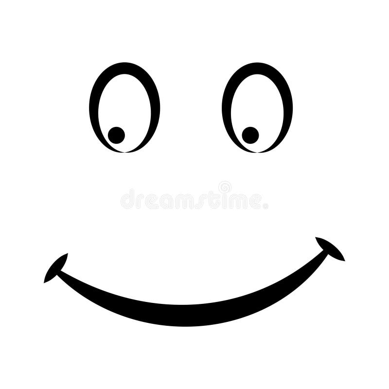 Simple Positive Smiley Face with Two Eyes and Wide Smile Stock Vector ...