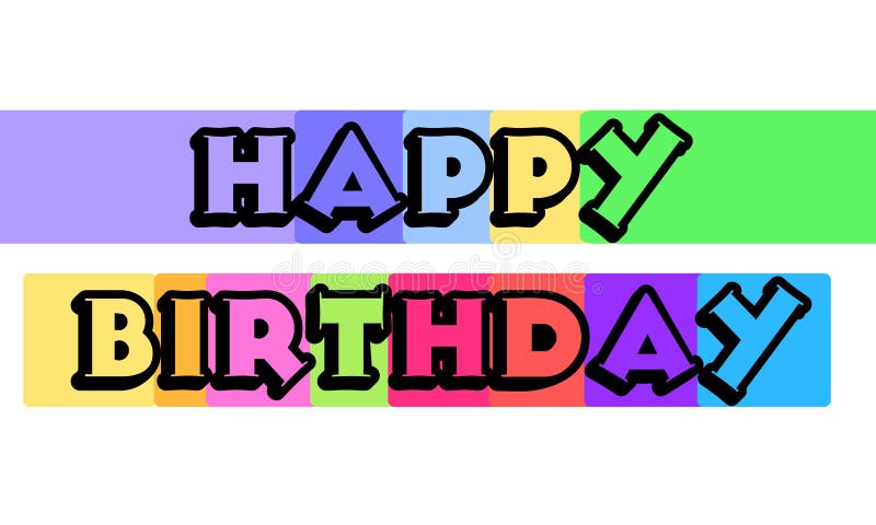 Simple Poster Style Happy Birthday Design in Multiple Colors. Stock ...