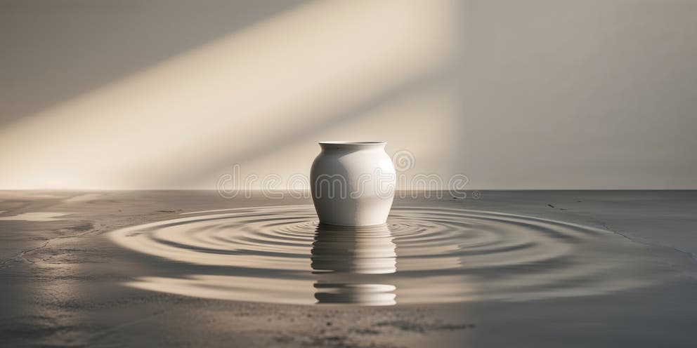 A Simple Pot Filled with Water Reflecting Light in a Calm Setting ...