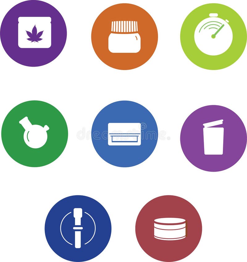 Simple Pot or Weed Shop Smoking Icons Set Stock Vector - Illustration ...