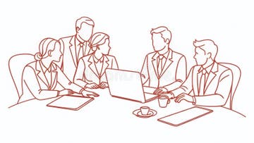 A Simple yet Powerful Line Drawing of a Collaborative Team Meeting ...