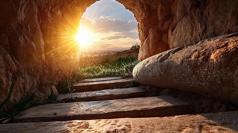 Simple yet Powerful View of Empty Tomb with Illuminating Sunset and ...