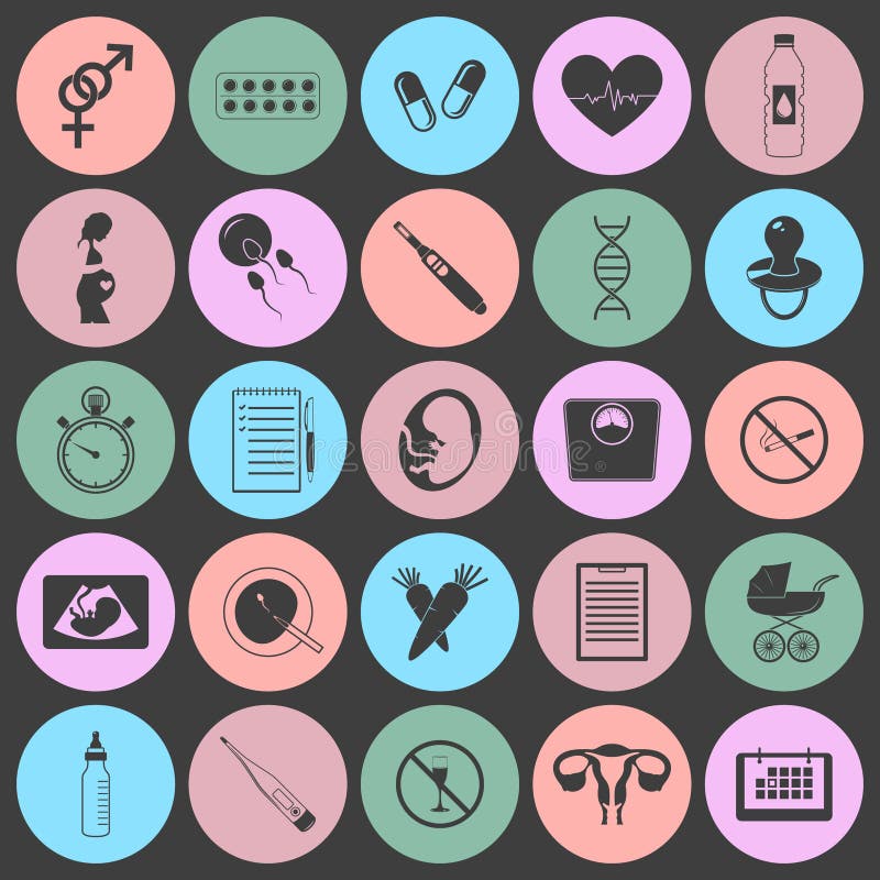 Simple pregnancy icons stock vector. Illustration of pictogram - 66837488