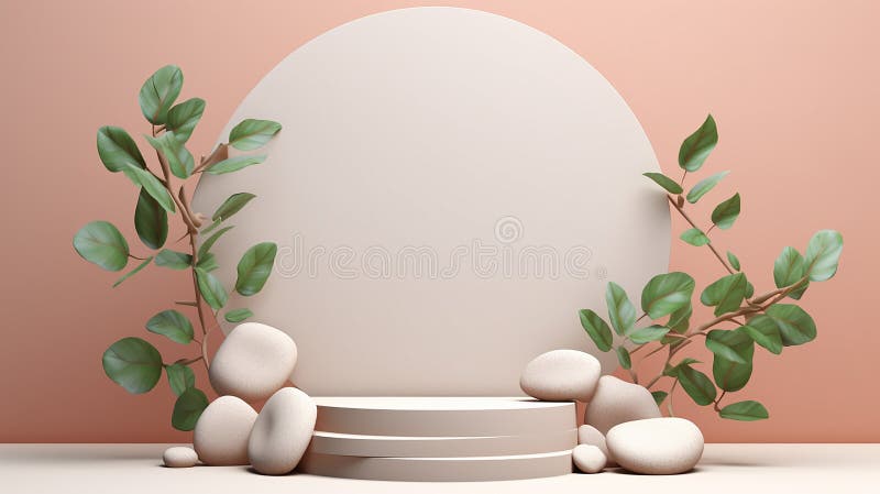 Simple Premium Podium Made of Paper on Pastel Background with Stone and ...