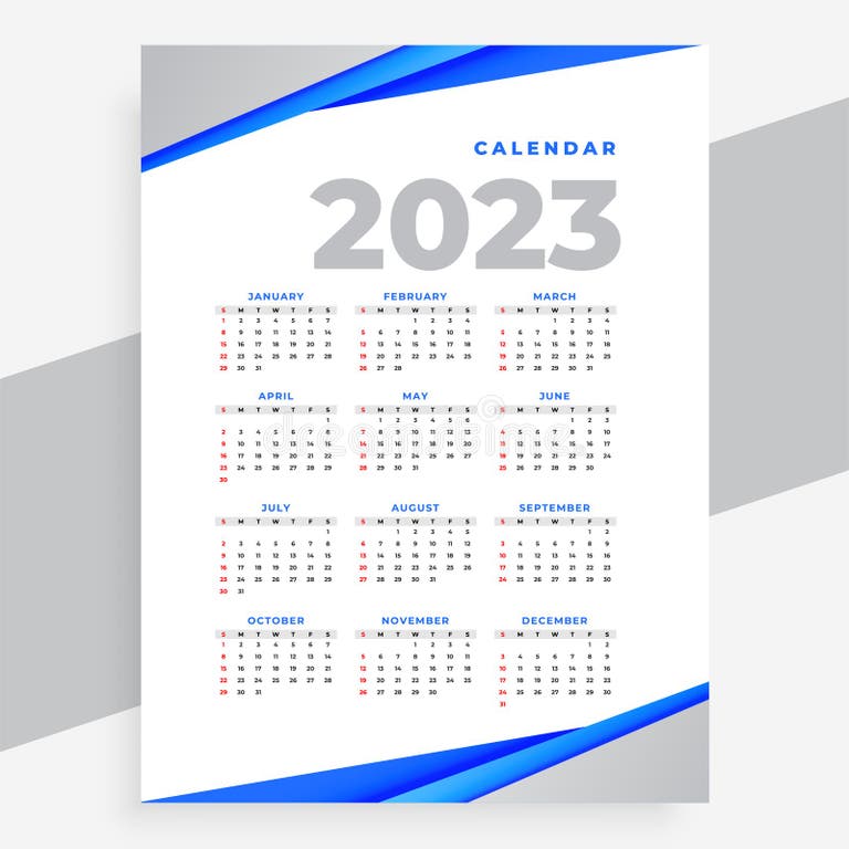 Simple Printable 2023 Office Calendar Layout Design Vector Stock Vector ...