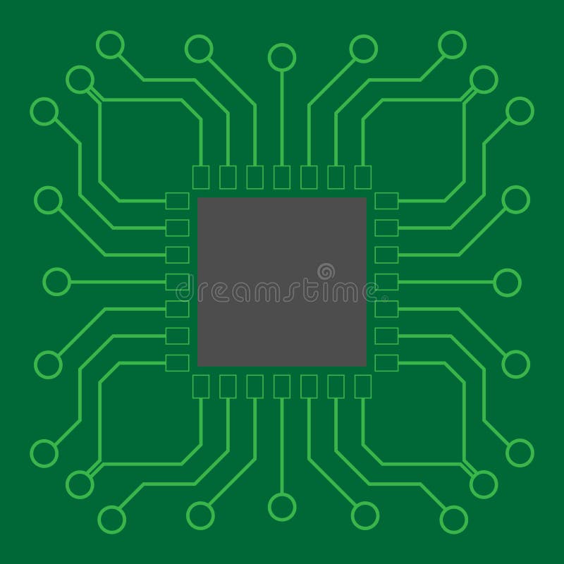 Simple Green Printed Circuit Board, Vector Illustration Stock Vector ...