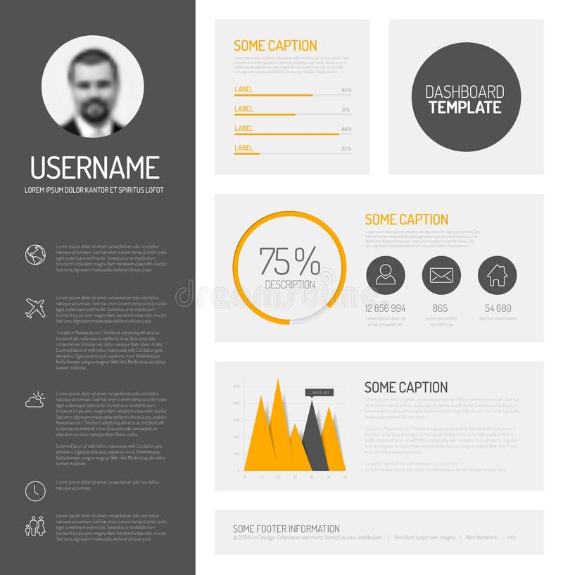 Simple Profile Dashboard Template Stock Illustration - Illustration of ...