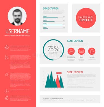 Simple Profile Dashboard Template Stock Illustration - Illustration of ...