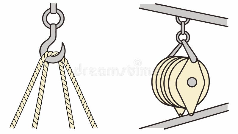 A Simple Pulley System with a Rope and Hook, a Basic Machine Diagram ...