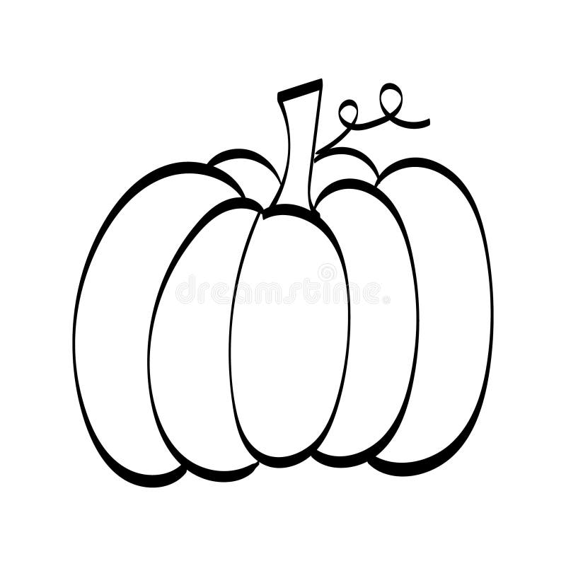 Simple Pumpkin Line Drawing for Print Stock Illustration - Illustration ...