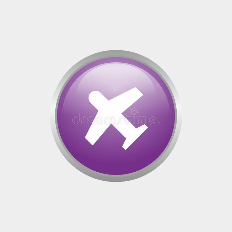 Simple Purple Plane Glossy Icon Design Stock Vector - Illustration of ...