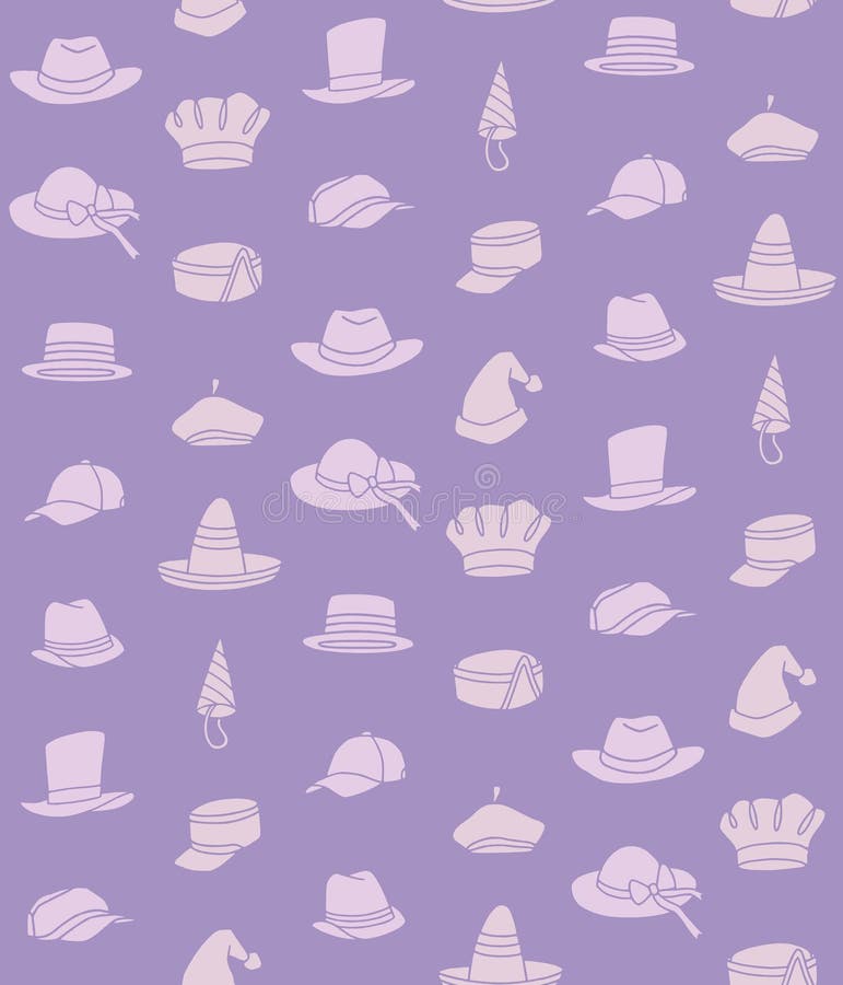 Simple Purple Repeat Seamless Pattern Vector Hats and Caps Illustration ...