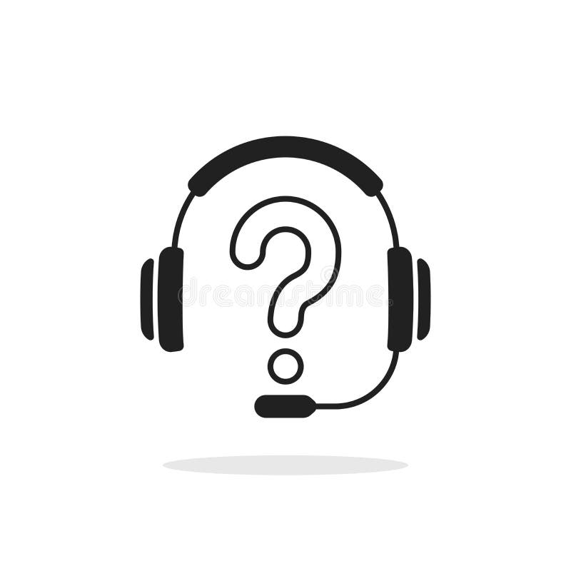 Simple Question Mark with Headphones Black Icon Stock Illustration ...