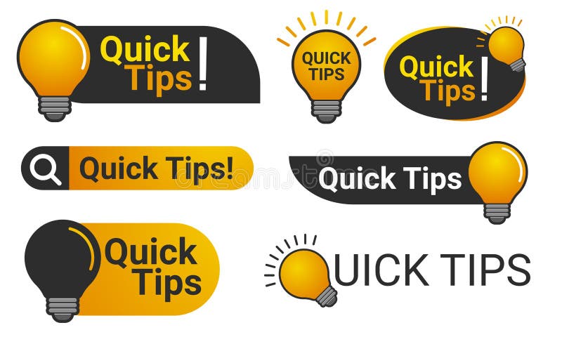 Simple Quick Tips Badge with Light Bulb Stock Vector - Illustration of ...
