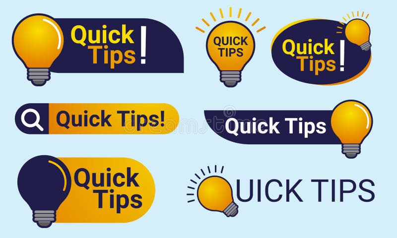 Simple Quick Tips Badge with Light Bulb Stock Vector - Illustration of ...