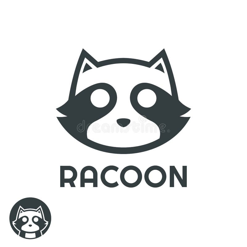 Simple Raccoon Head Logo Design Template Stock Vector - Illustration of ...