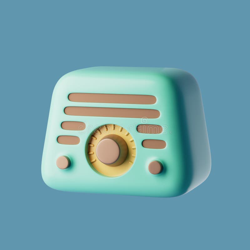 Simple Radio Icon 3d Render Illustration. Isolated Object on Pastel ...