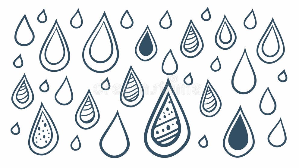 Simple Rain Drops Falling Pattern Outline Vector Graphic, Vector Design ...