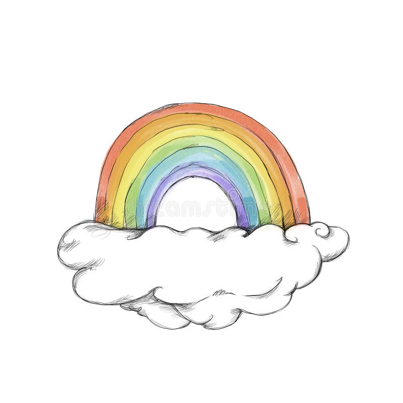 Simple rainbow on cloud stock illustration. Illustration of simple ...