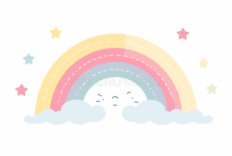 Simple Rainbow Vector Graphic with Pastel Colors Stock Vector ...
