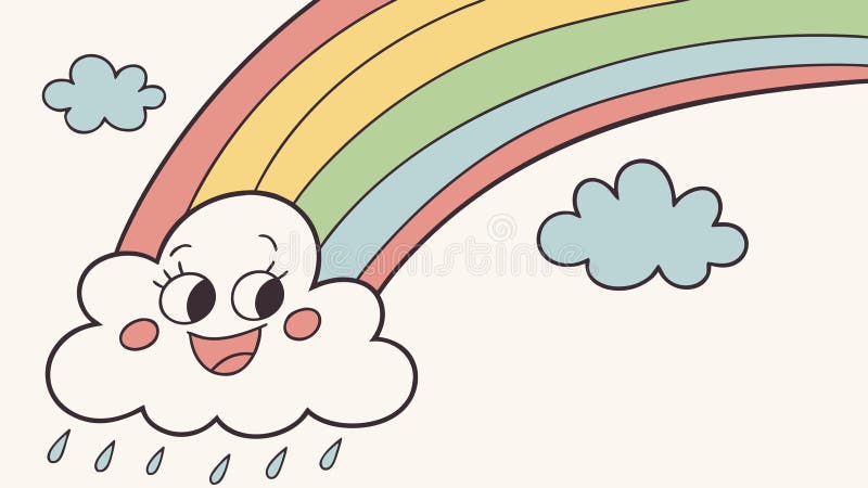 Simple Raining Cloud Cartoon Outline Vector Graphic, Vector Design ...