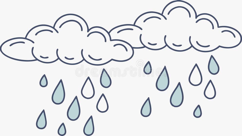 Simple Raining Clouds, Weather and Atmospheric Element, Vector Design ...