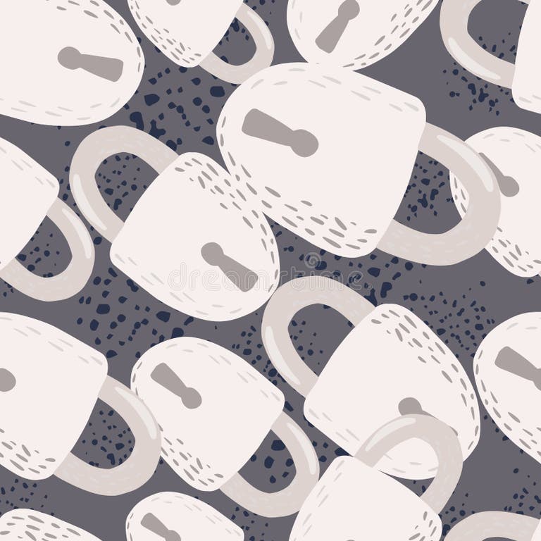 Simple Random Doodle Seamless Pattern with White Lock Shapes. Grey ...