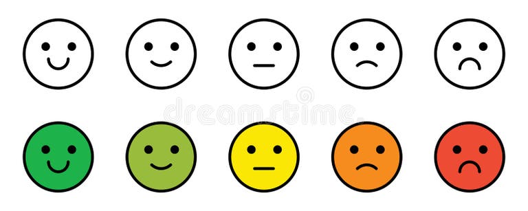 Simple Rating Scale with Smiley Faces Showing Different Emotions Icon ...