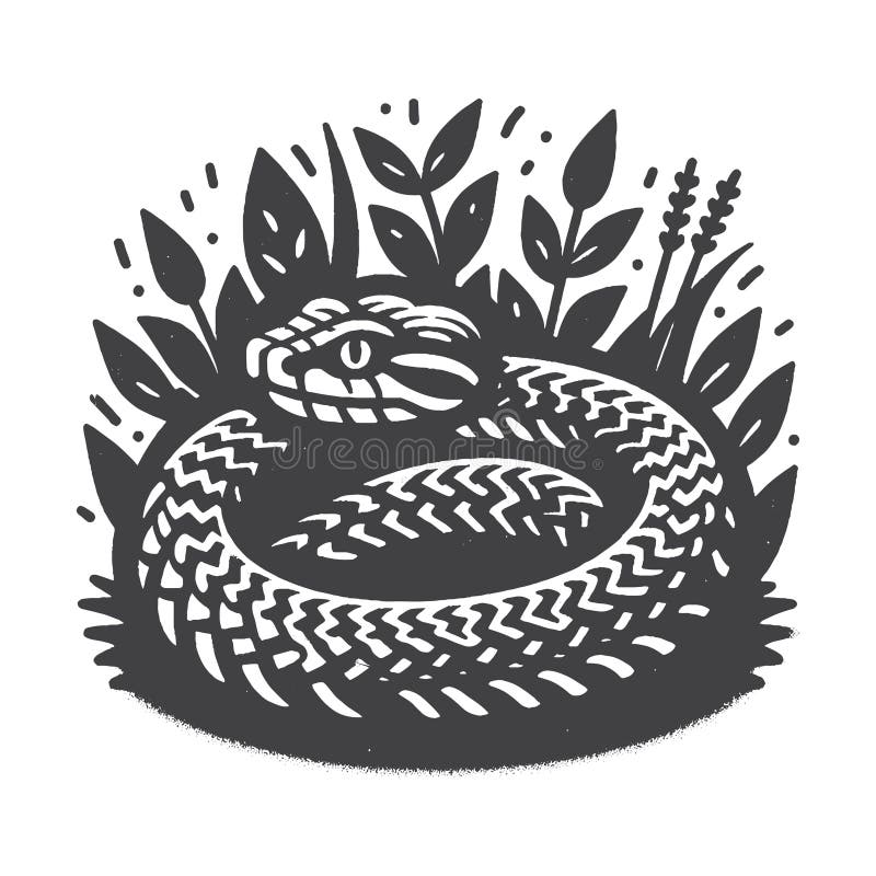 Simple Rattlesnake Coiled Vector with Vintage Logo and Retro ...