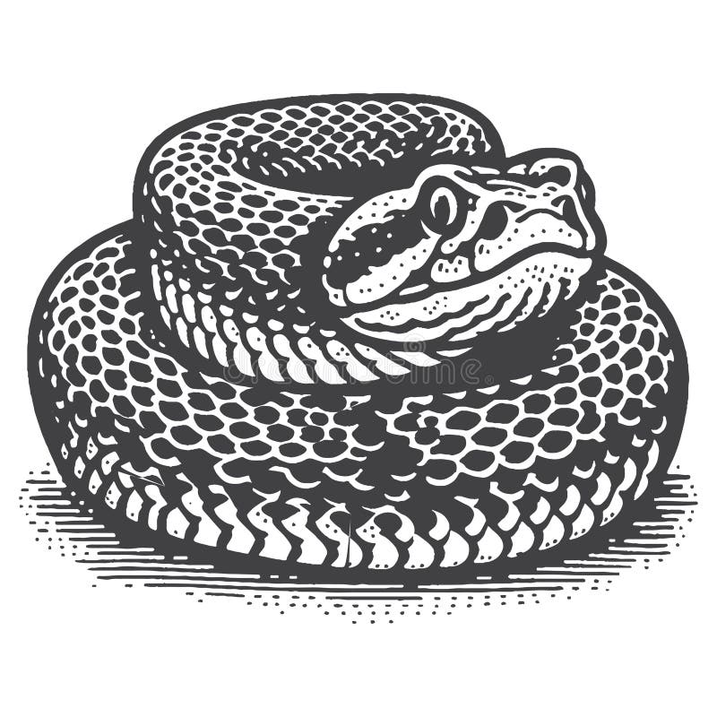Rattlesnake Coiled Vector Design – Vintage Logo Retro Illustration ...