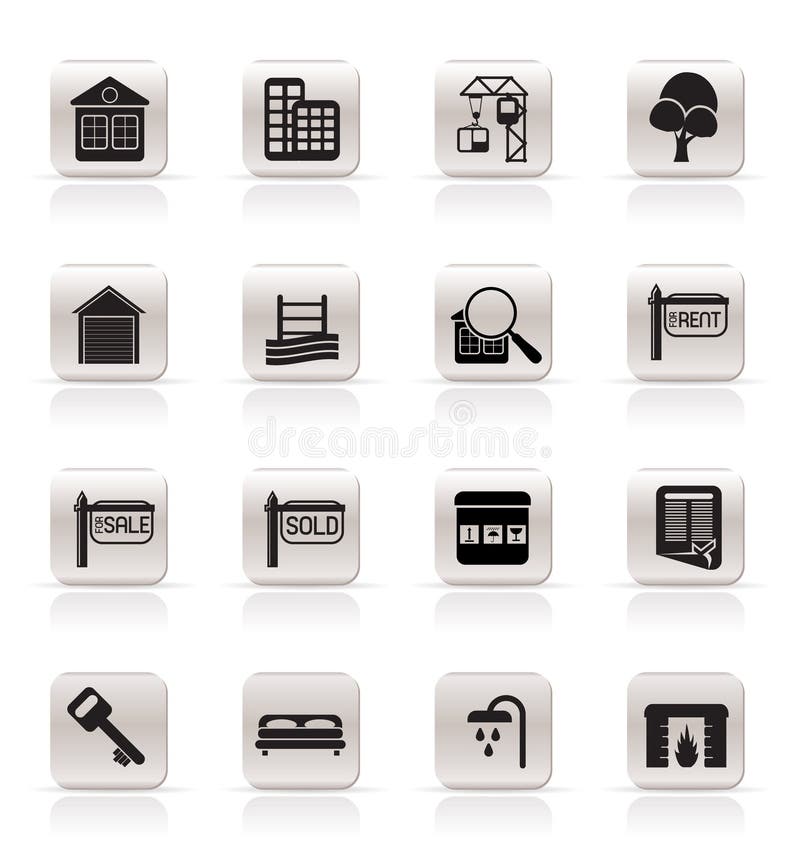 Simple Real Estate Icons stock vector. Illustration of garage - 9851830