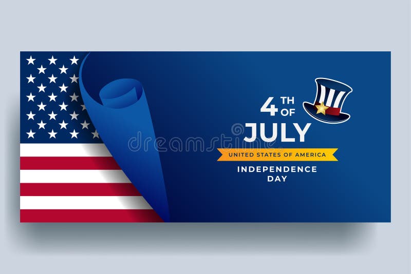 Simple Realistic 4th of July Horizontal Banner USA Independence Day ...