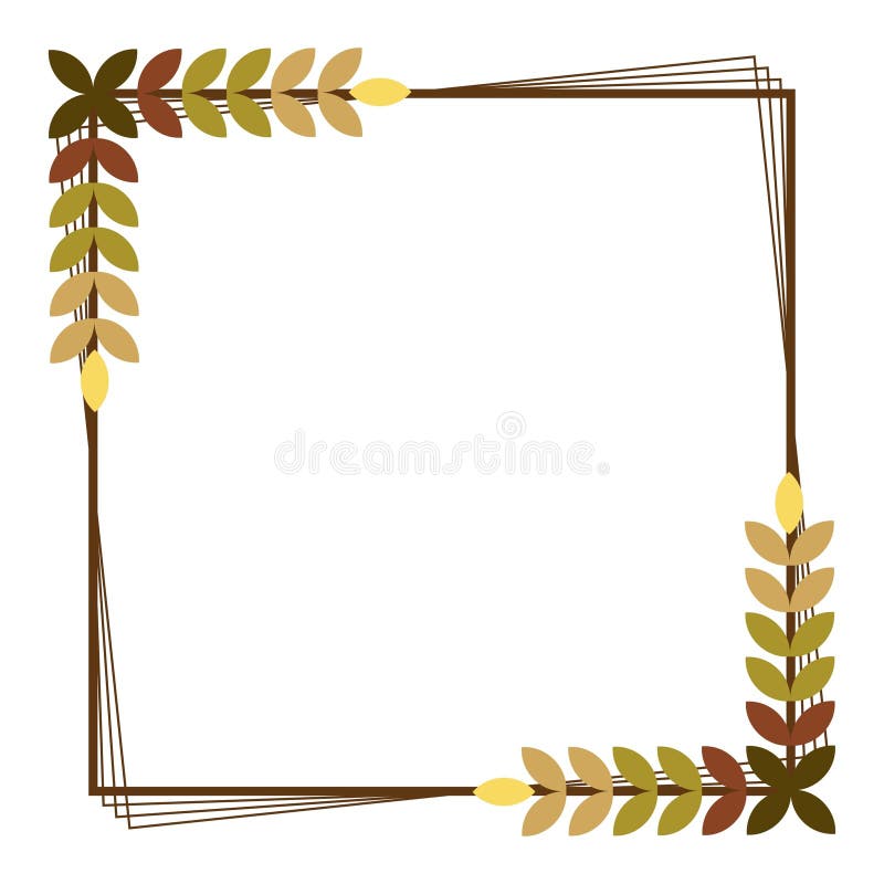 Simple Rectangle Square Border Frame with Autumn Leaves Colors ...
