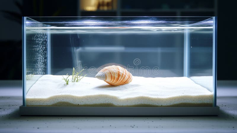 Simple Rectangular Aquarium with Clear Water, White Sand, and a Single ...