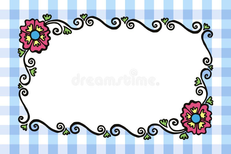 Simple Rectangular Colored Painted Vector Frame with Flowers and Stock ...