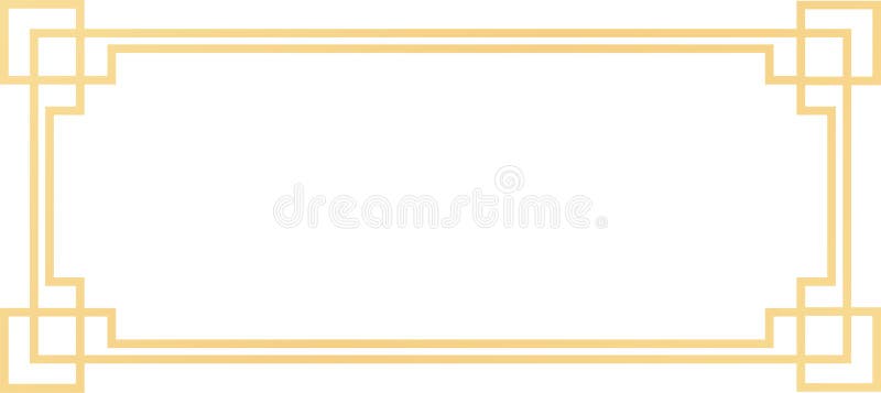 Simple Rectangular Golden Frame with Art Deco Style Corners Bordering a ...