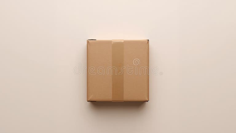 Simple Rectangular Parcel, Secured with Tape, on a Plain, LightColored ...