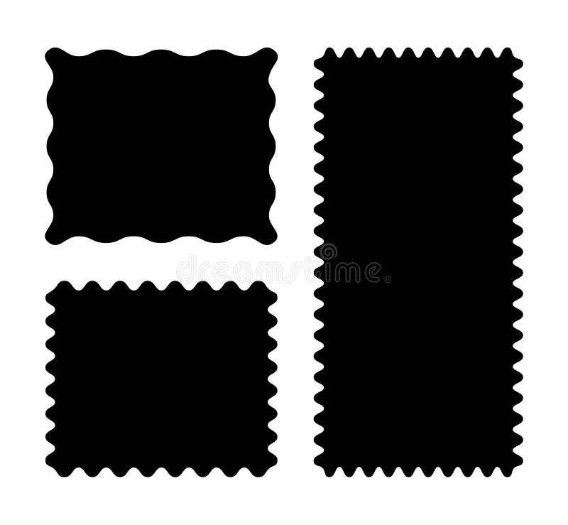 Simple Rectangular Patterns with Squiggly Borders. Wave Curve Edge Flat ...