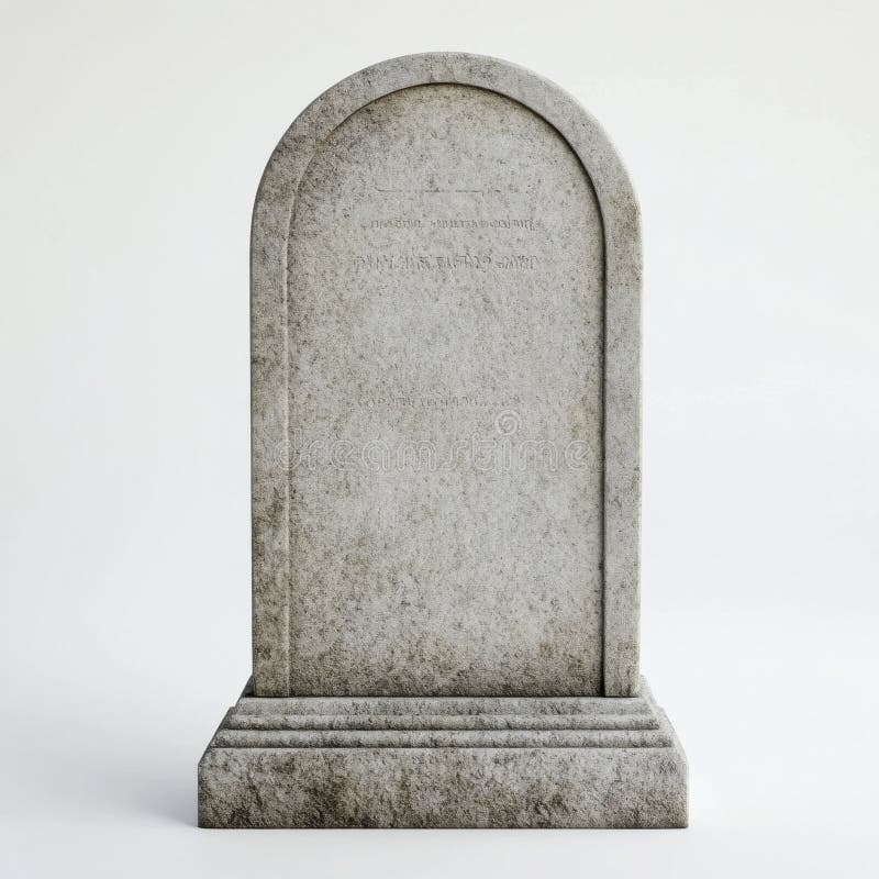 Simple Rectangular Tombstone with Smooth Surface and Round Top Stock ...