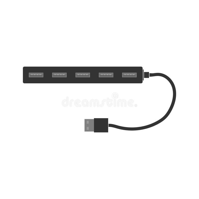 A Simple Rectangular USB Hub with One Row of USB Connectors. a Splitter ...