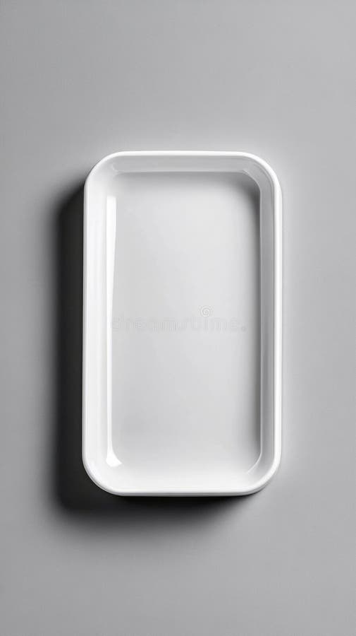 Simple Rectangular White Ceramic Tray Gray Background Stock Photos ...