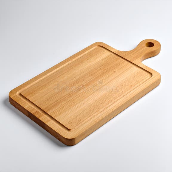 Rectangular Wooden Cutting Board with Handle and Recessed Edge Detail ...