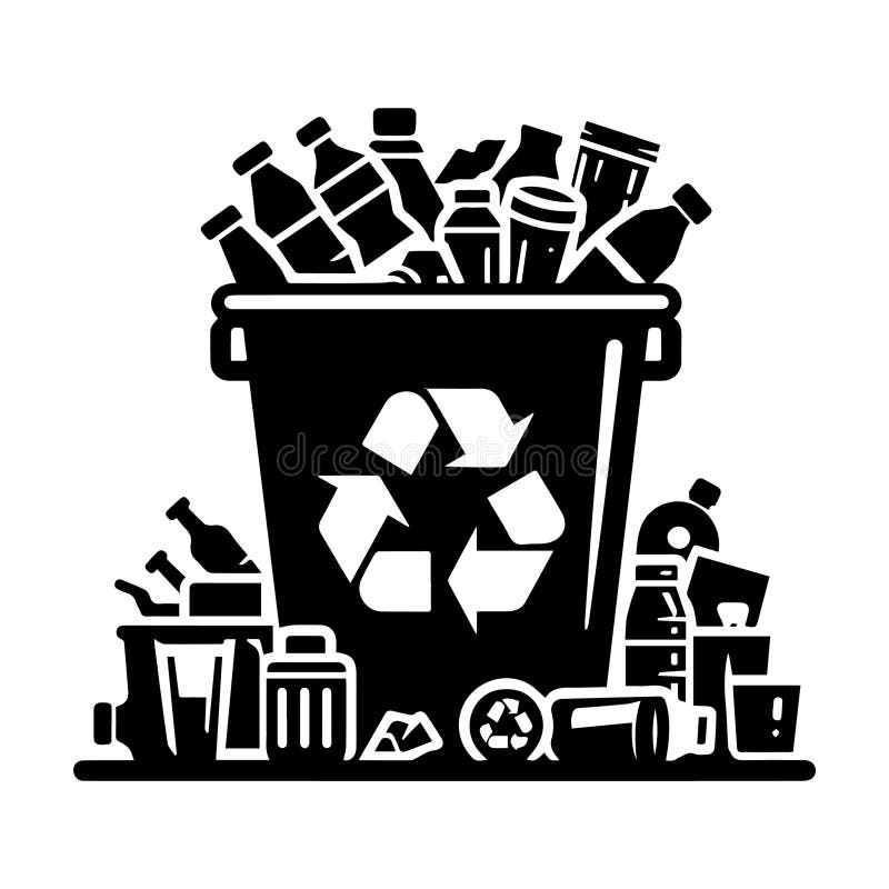 Simple Recycling Bin Modern Logo and Illustration. Stock Photo - Image ...