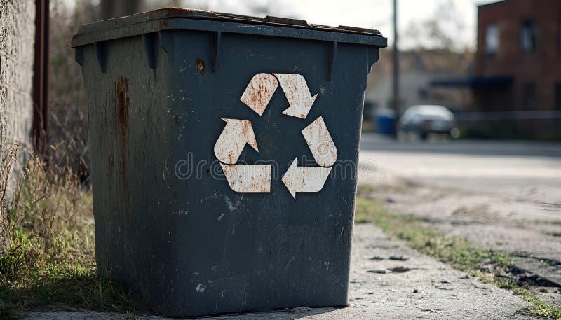 Simple Recycling Sign on Green Nature Stock Image - Image of conscious ...
