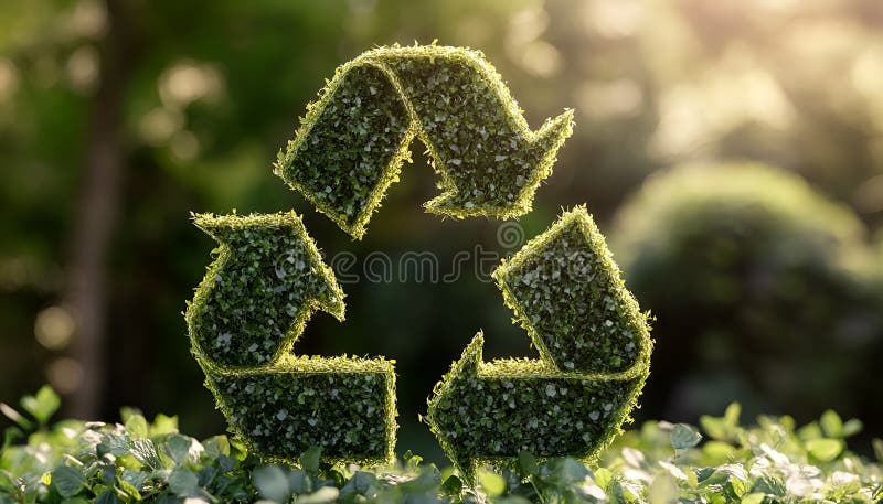 Simple Recycling Sign on Green Nature Stock Image - Image of logo ...