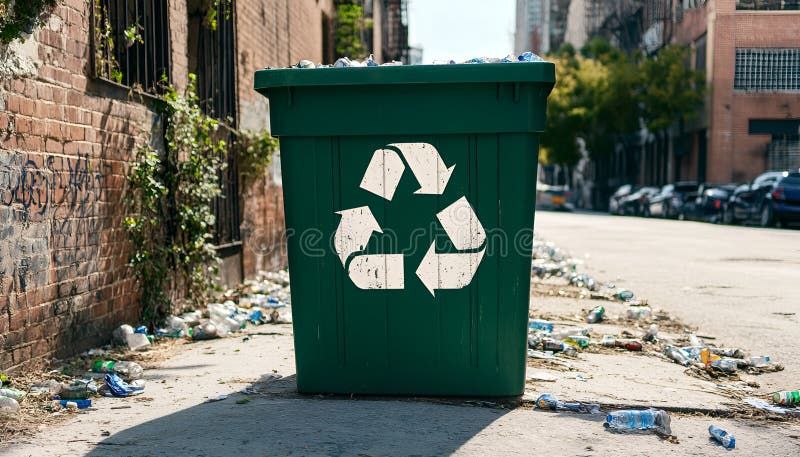 Simple Recycling Sign on Green Nature Stock Image - Image of waste ...