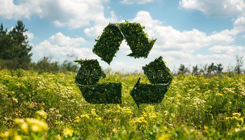 Simple Recycling Sign on Green Nature Stock Photo - Image of recycle ...