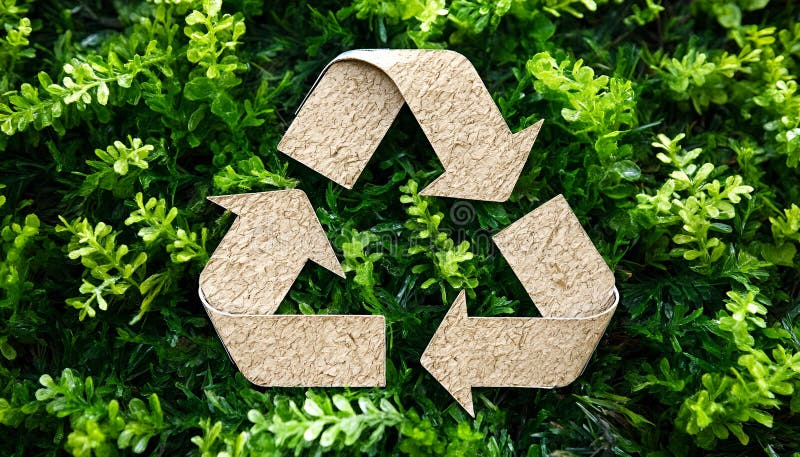 Simple Recycling Sign on Green Nature Stock Image - Image of ...