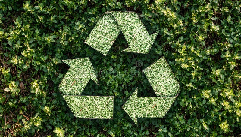 Simple Recycling Sign on Green Nature Stock Image - Image of ...
